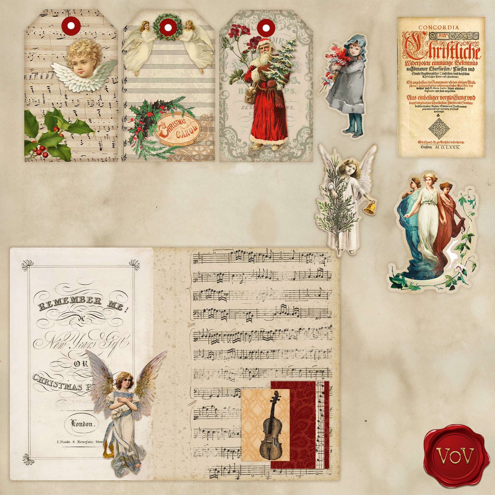 Christmas Cheer Journal Kit ,journal Pages, Ephemera, Tags and More - Etsy