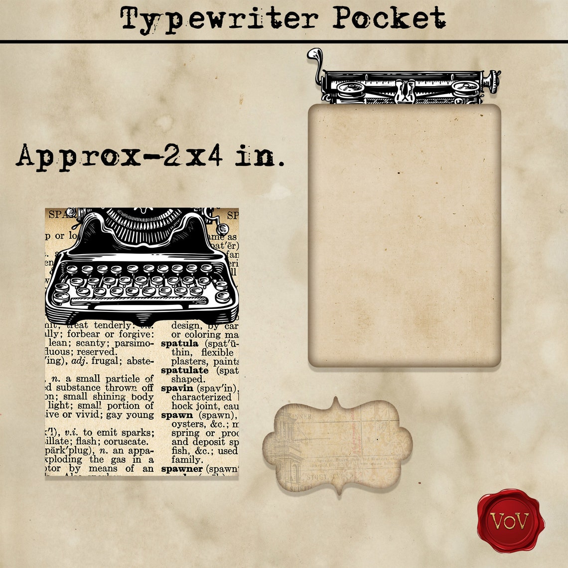 Printable Vintage Typewriter Pocket Card and Label for Junk | Etsy