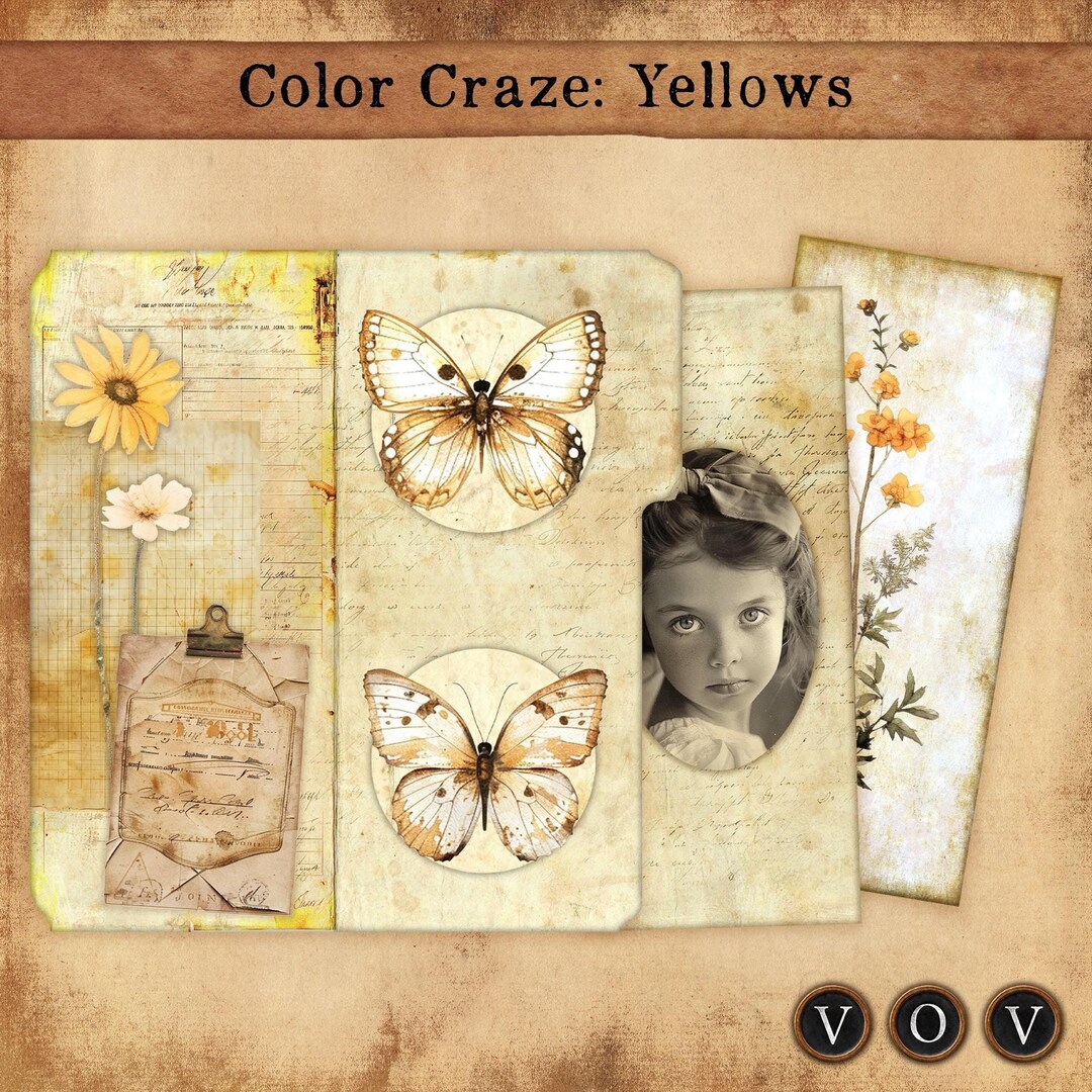 Color Craze: Yellows Mini File Folder Kit for Your Junk Journals and ...