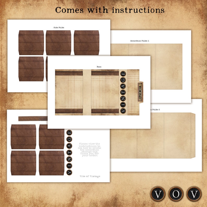 Accordion Fold Ephemera Box Ephemera Storage Printable - Etsy