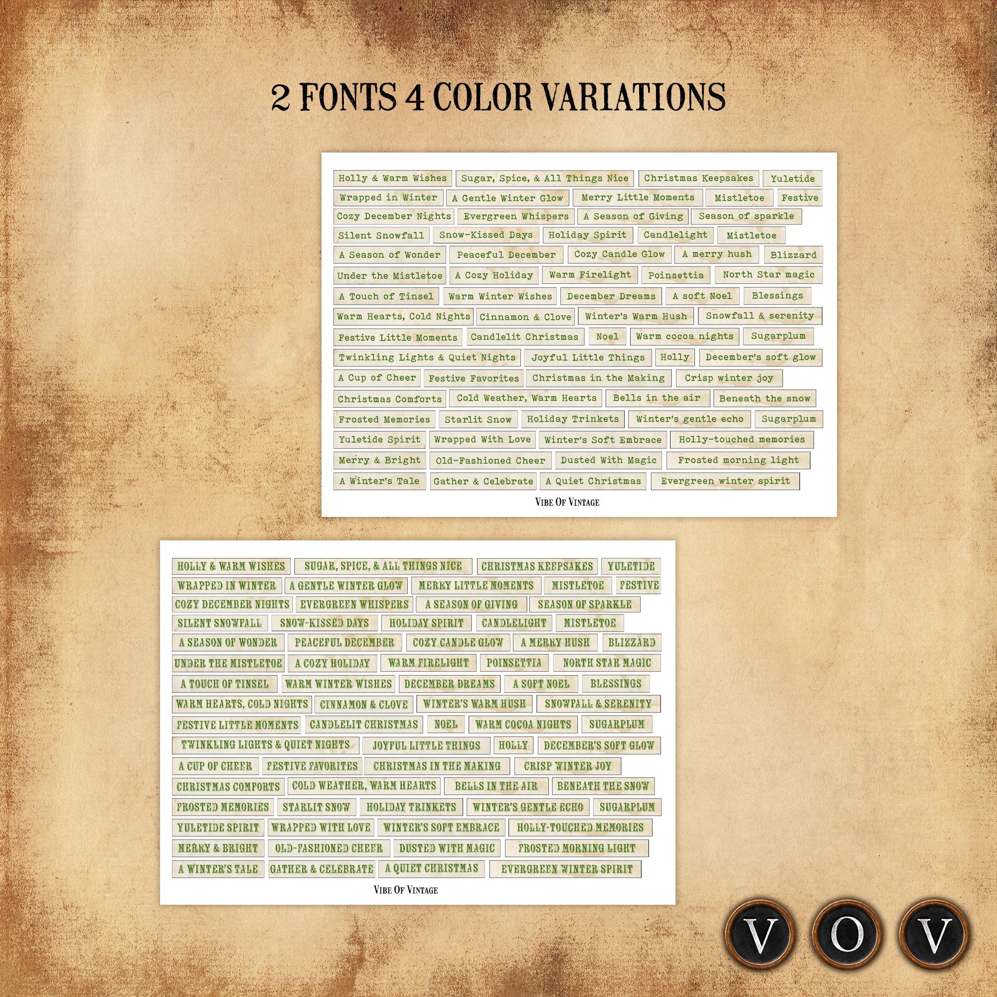 Soul Strips Christmas Collection • Vintage Holiday Word Labels ...