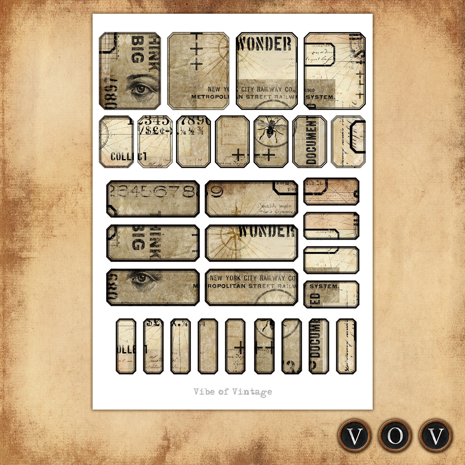 Industrial Grunge Labels, Printable Labels, Junk Journaling, Vintage ...