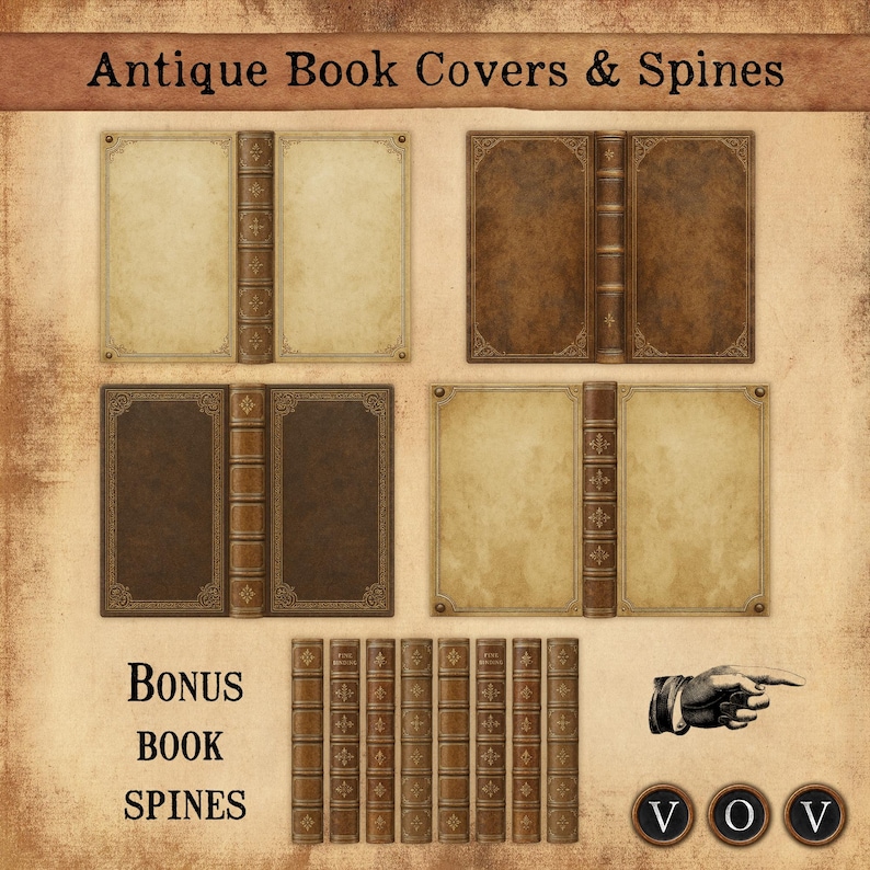 Antique Book Covers & Spines: Printable Junk Journal Kit (JPEG A4) - Etsy