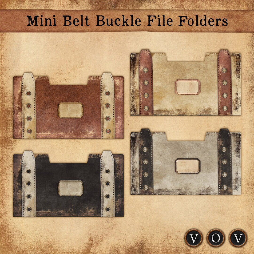 Mini Belt Buckle File Folders, Junk Journal Folders, Vintage Grunge ...