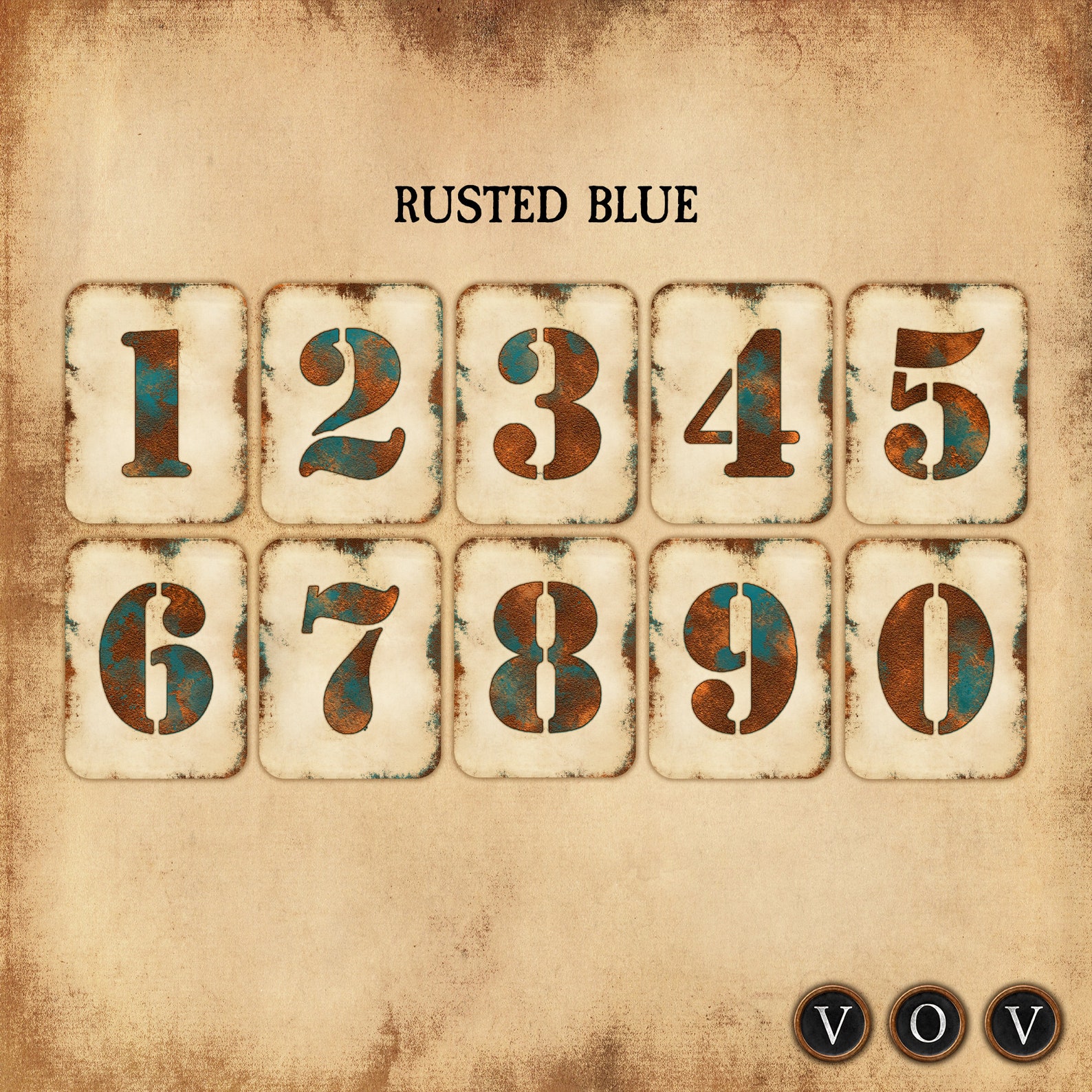 Rusted Grunge Number Labels Compatible With Cutting Machines for Junk ...