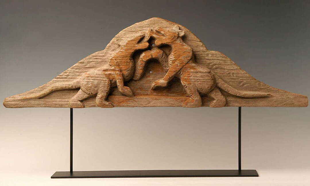 19th Century, Mandalay, Antique Burmese Wood Carving Panel With Animal ...