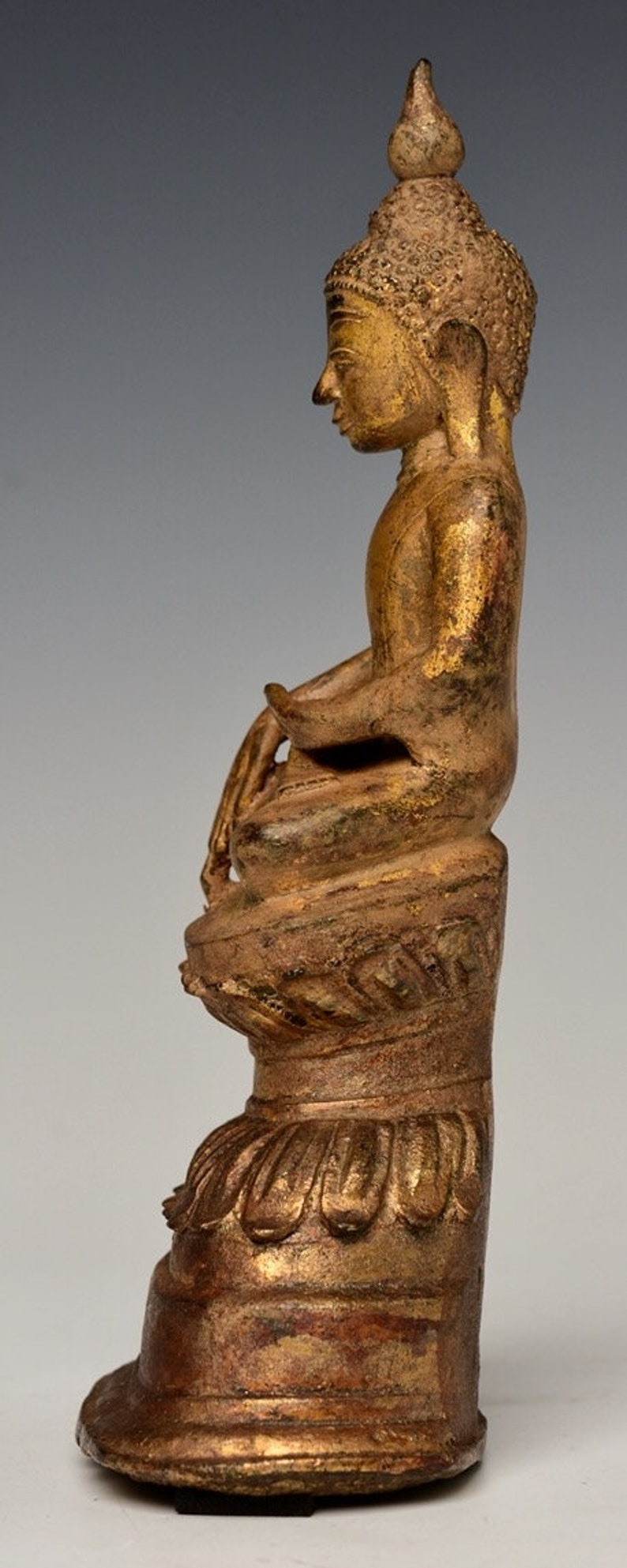 16th Century, Shan, Antique Burmese Bronze Seated Buddha on Double ...