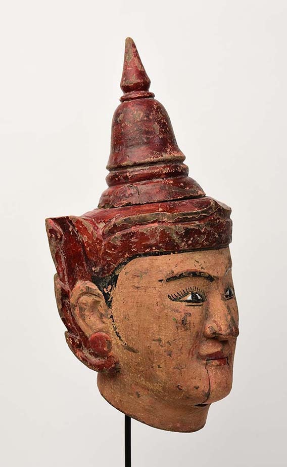 20th Century, Burmese Wooden Puppet Head With Stand - Etsy