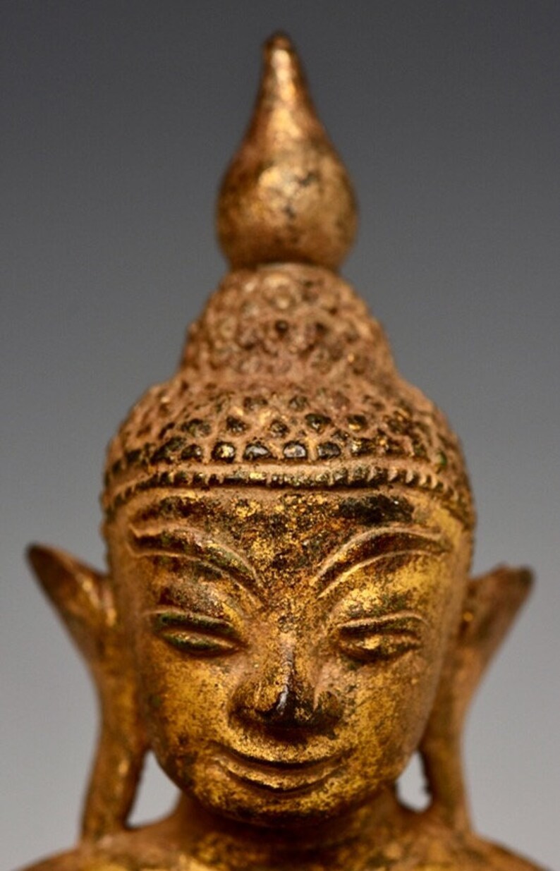 16th Century, Shan, Antique Burmese Bronze Seated Buddha on Double ...
