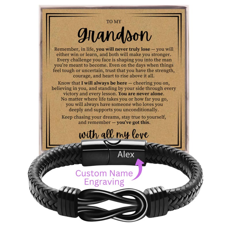 Grandson Personalized Gift • Infinity Knot Bracelet With Grandson Card ...