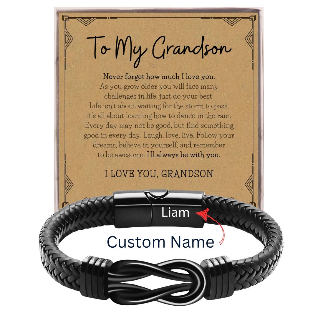 Personalized Grandson Gift • Infinity Knot Bracelet With Card • Custom ...
