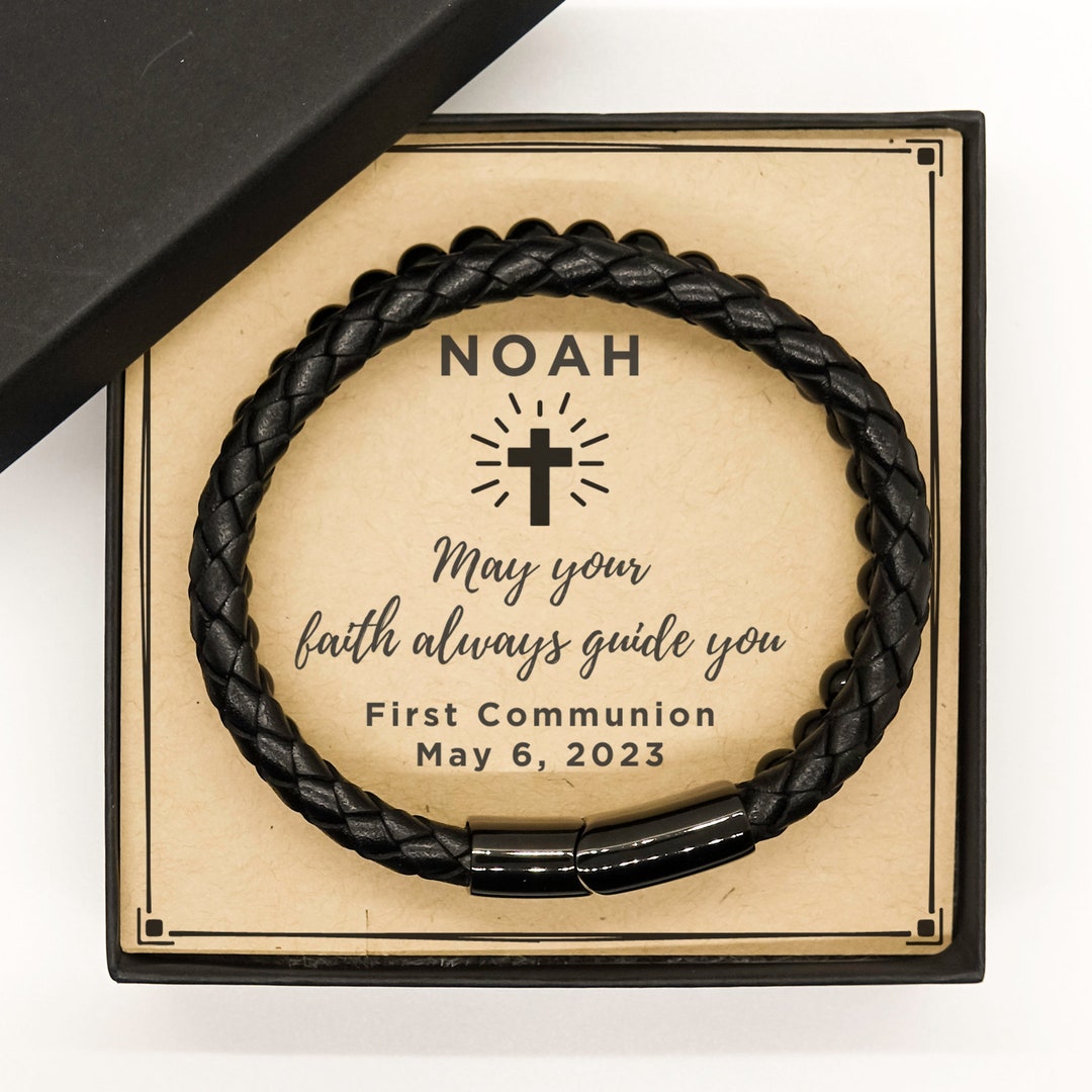 Personalized Gift for First Communion • Custom Gift, Beaded Leather ...