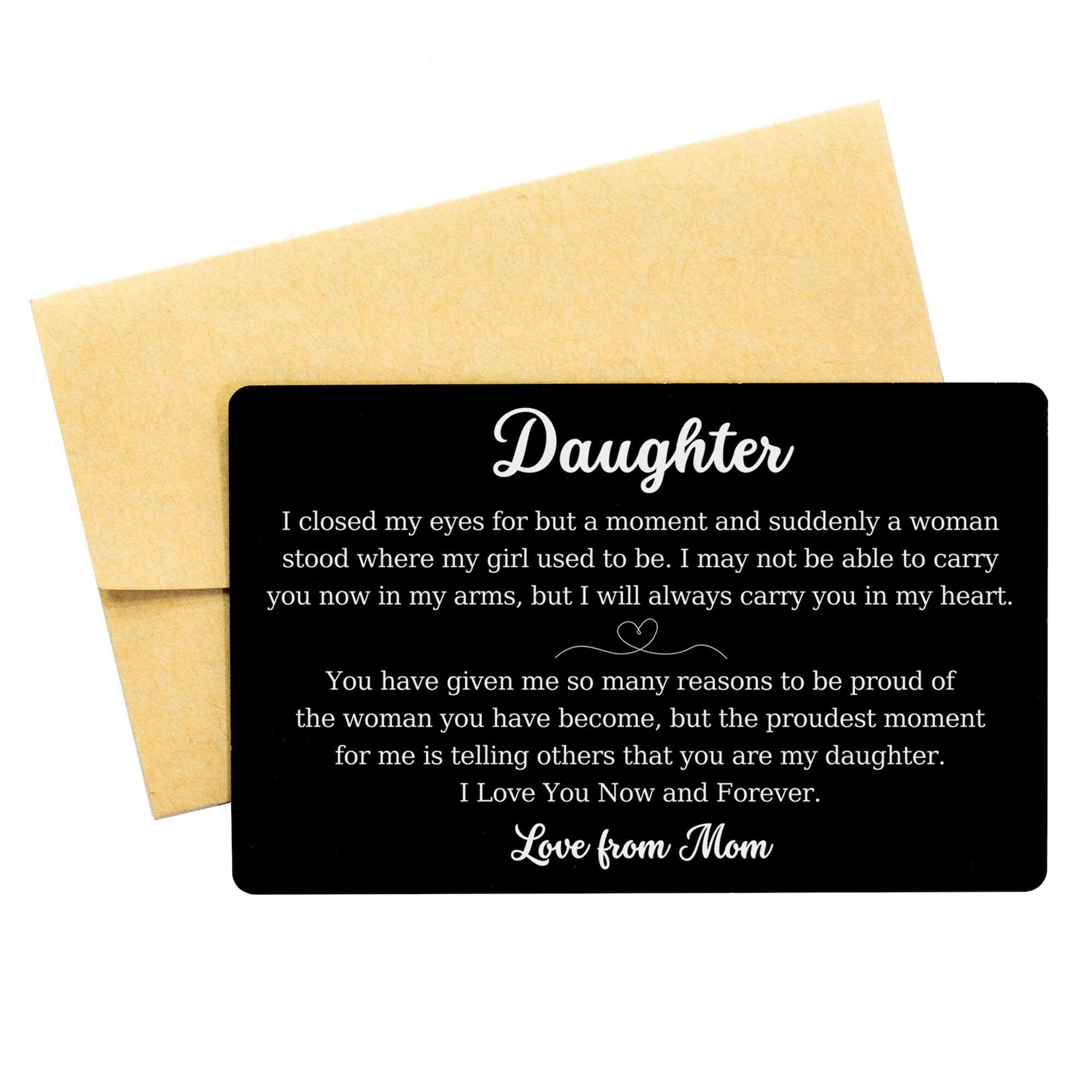 Daughter Gift Personalised Engraved Wallet Card: I Closed My Eyes ...