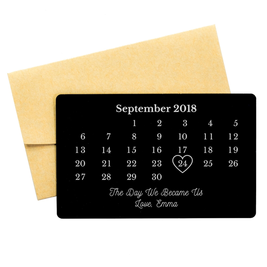 Personalized Calendar With Date, the Day We Became Us Black Engraved ...