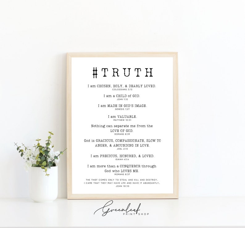 Truth Statements Christian Printable Wall Art Scripture Digital Art ...