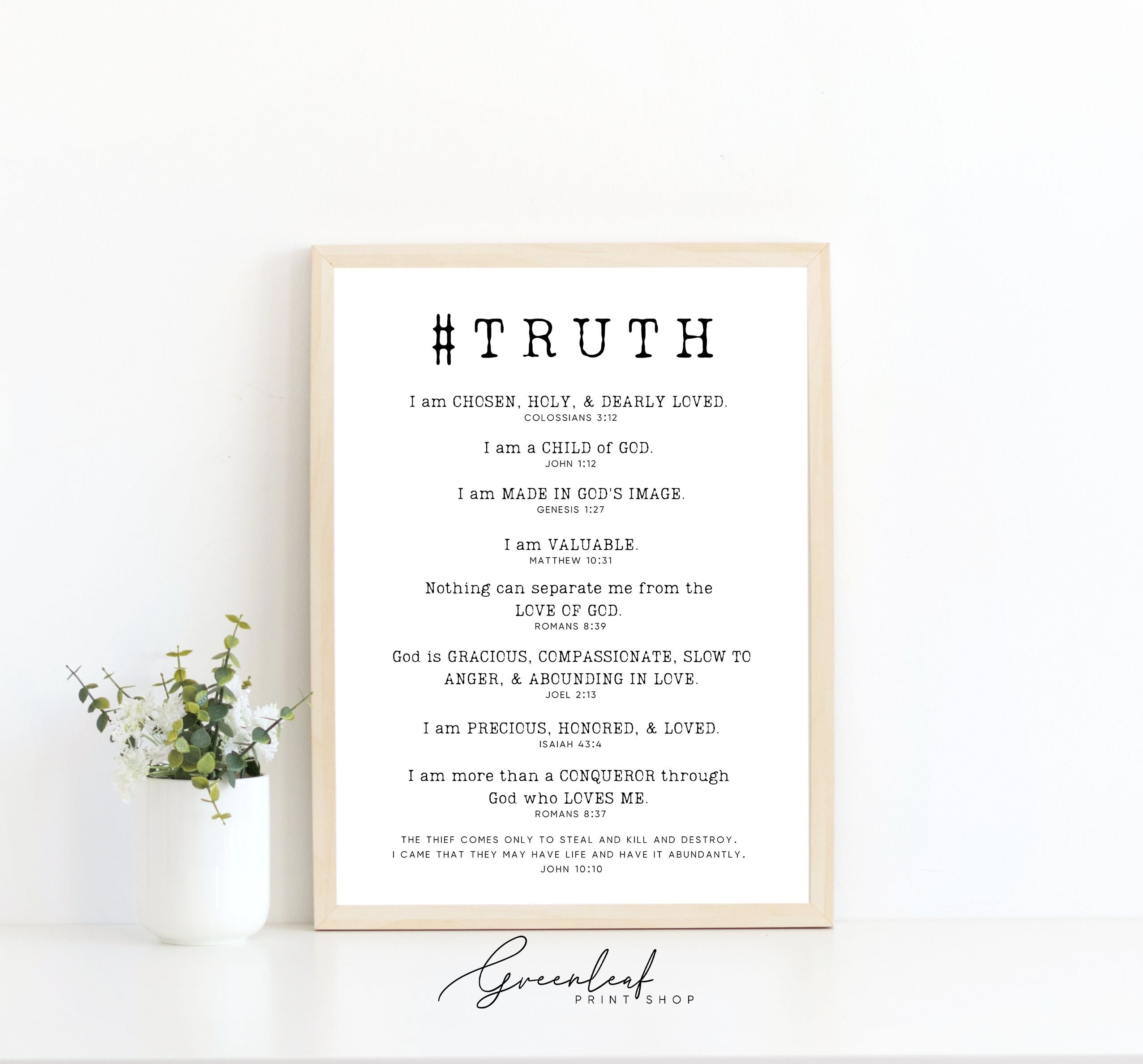 Truth Statements Christian Printable Wall Art Scripture Digital Art ...
