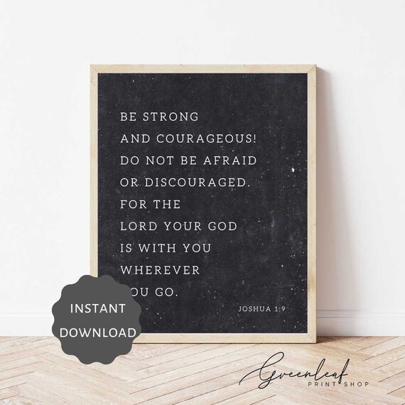 Joshua 1:9 Ser fuerte y valiente arte de pared vintage en - Etsy España