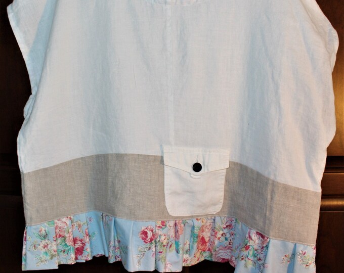 Up Cycled Top, Thrifted Top, Recycled Top , Altered Top, Boxy Linen Top ...