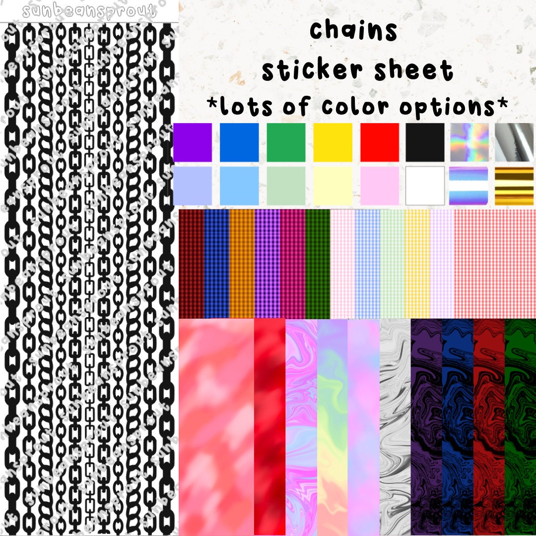 Chain Sticker Sheet | Holographic, Bullet Journal, Polco, Deco, Cute ...