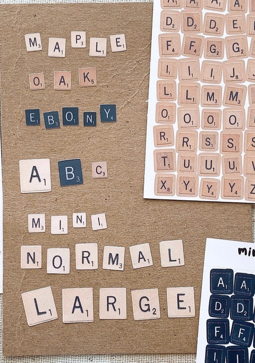 Scrabble Tile Letter Sticker Sheets wood Bullet Journal | Etsy