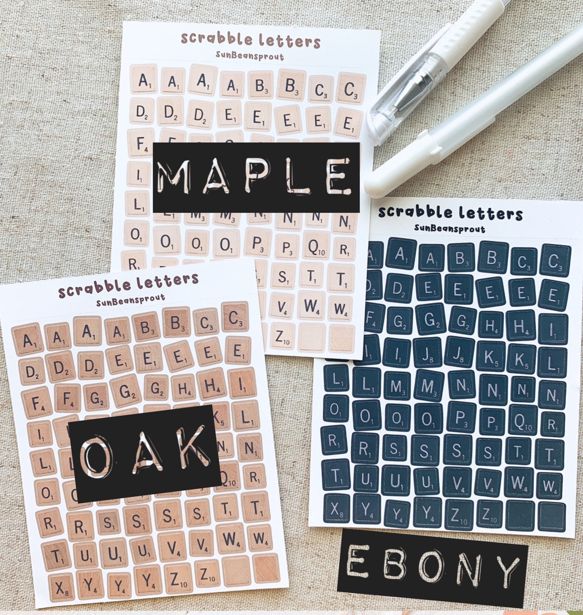Scrabble Tile Letter Sticker Sheets wood Bullet Journal | Etsy