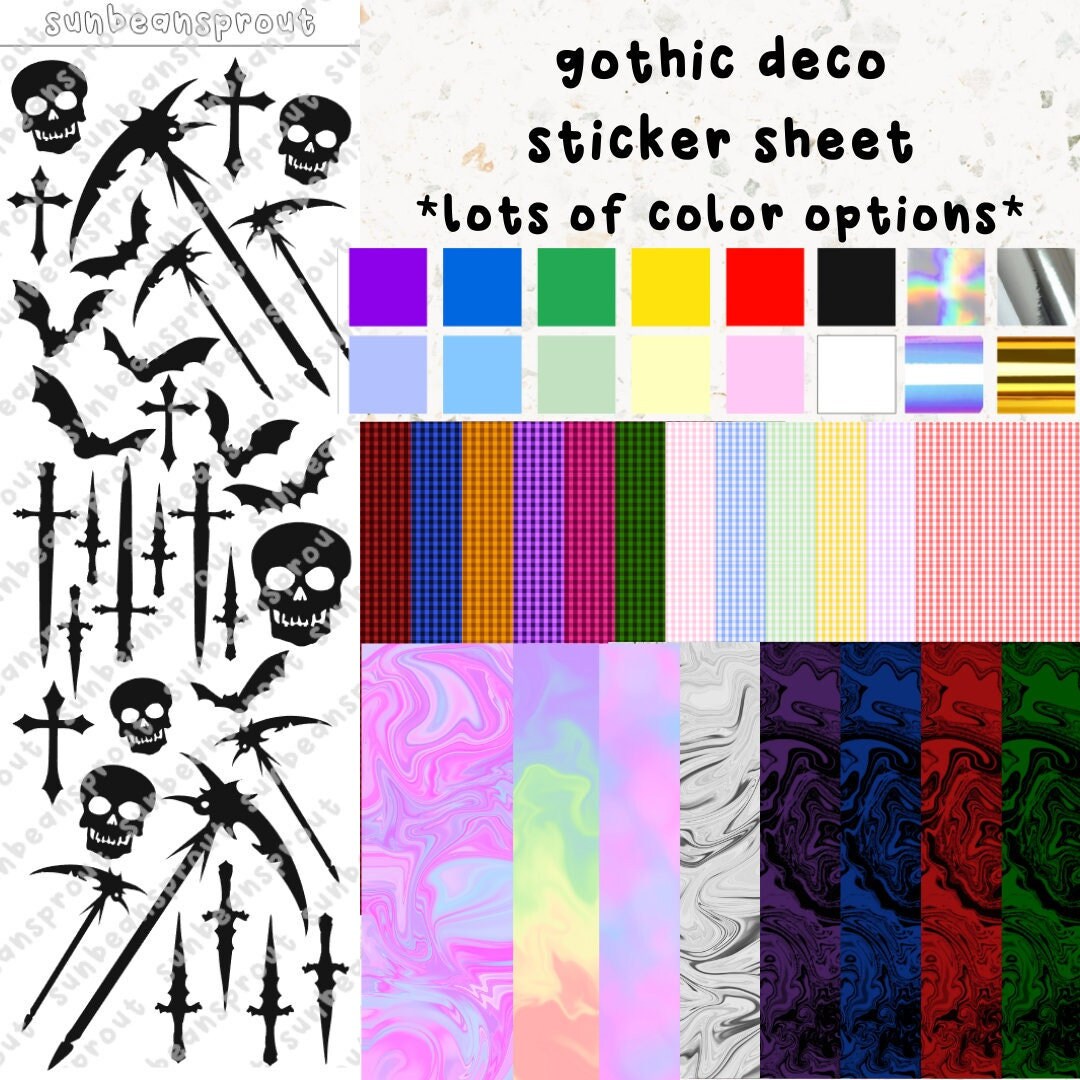Gothic Sticker Sheet | Bullet Journal, Polco Deco, Cute Kawaii ...