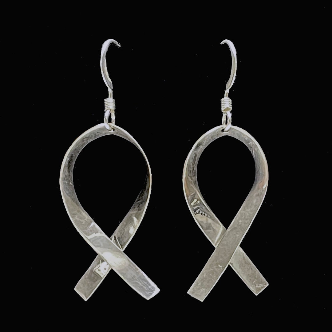 Hand Forged Sterling Silver Ribbon Earrings - Etsy
