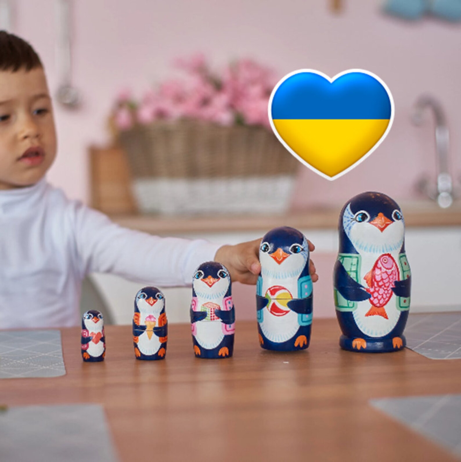 Kids Wooden Nesting Penguins Stacking Dolls Birthday Baby Gift - Etsy