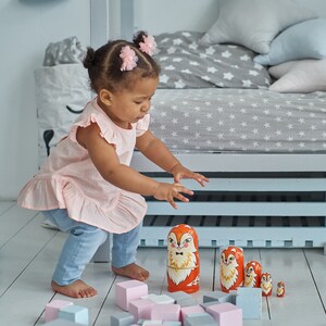 6.7" Nesting Dolls With Foxes Animal Ukrainian Dolls Stacking Art Doll ...