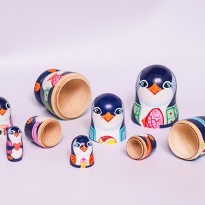 Kids wooden nesting penguins Stacking dolls Birthday baby gift | Etsy