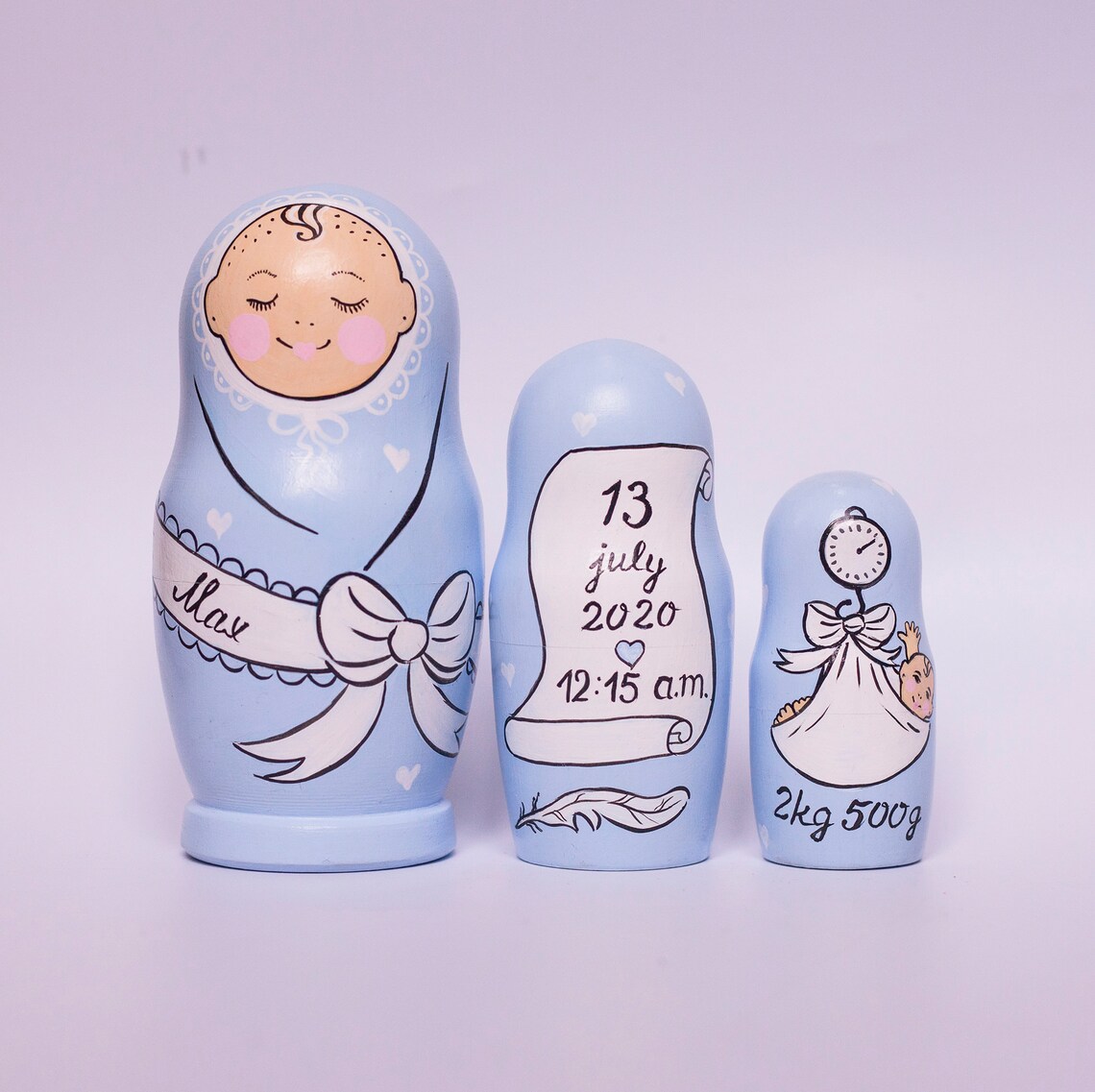 Personalized Nursery Decor Nesting Dolls New Baby Custom Custom Dolls ...