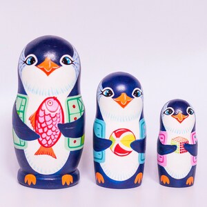 Kids Wooden Nesting Penguins Stacking Dolls Birthday Baby Gift - Etsy