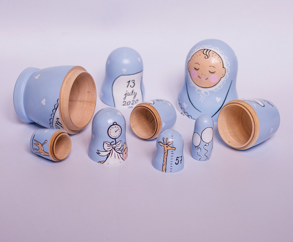 Personalized nursery decor nesting dolls New baby custom | Etsy