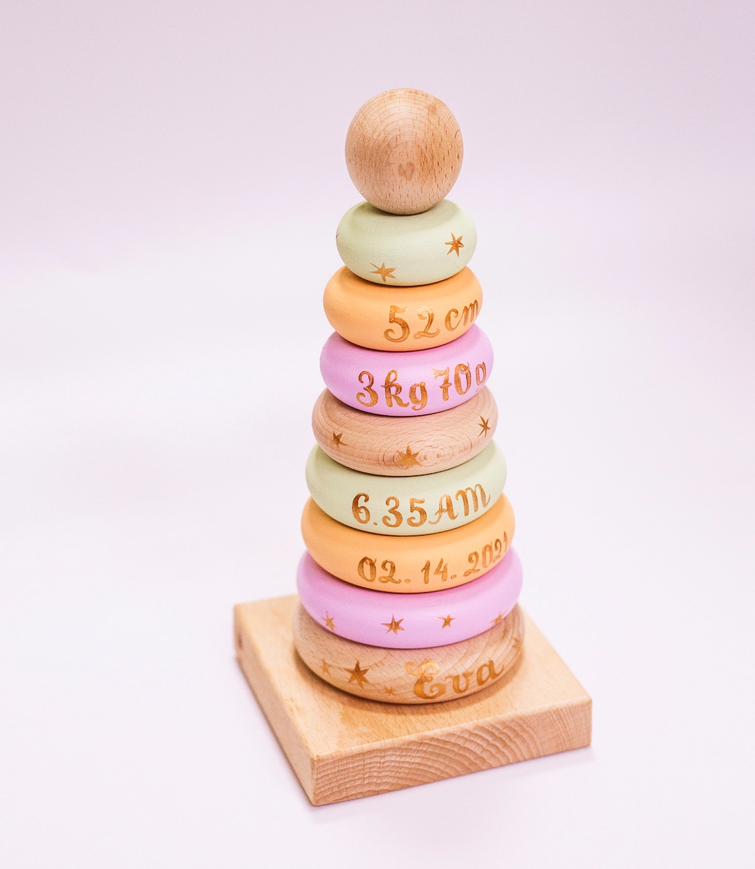 Pyramid Wooden Stacker - Wooden Stacking Tower - Personalized ...