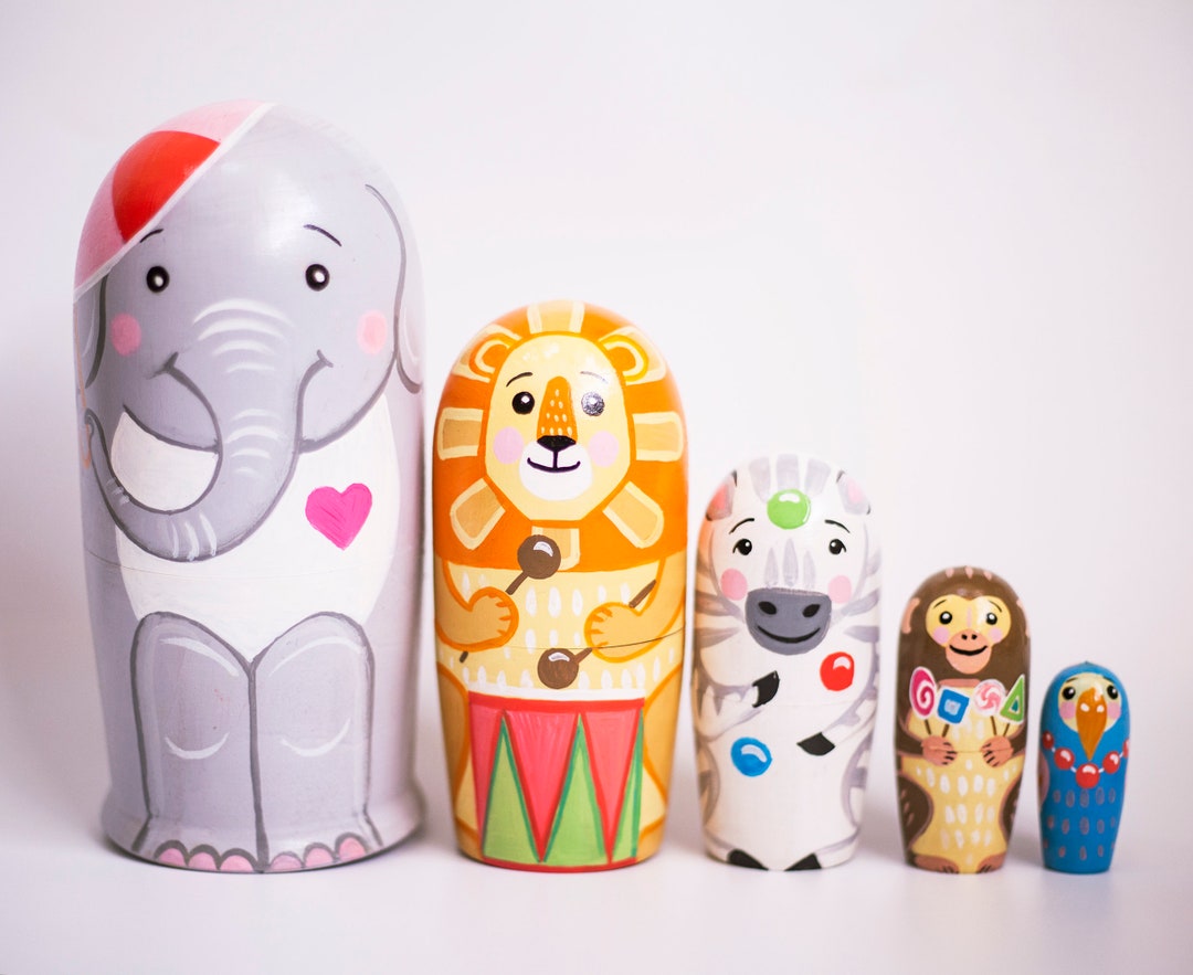 Zoo Nesting Dolls, Animals Nesting Doll, Nesting Dolls for Kids, Wooden ...
