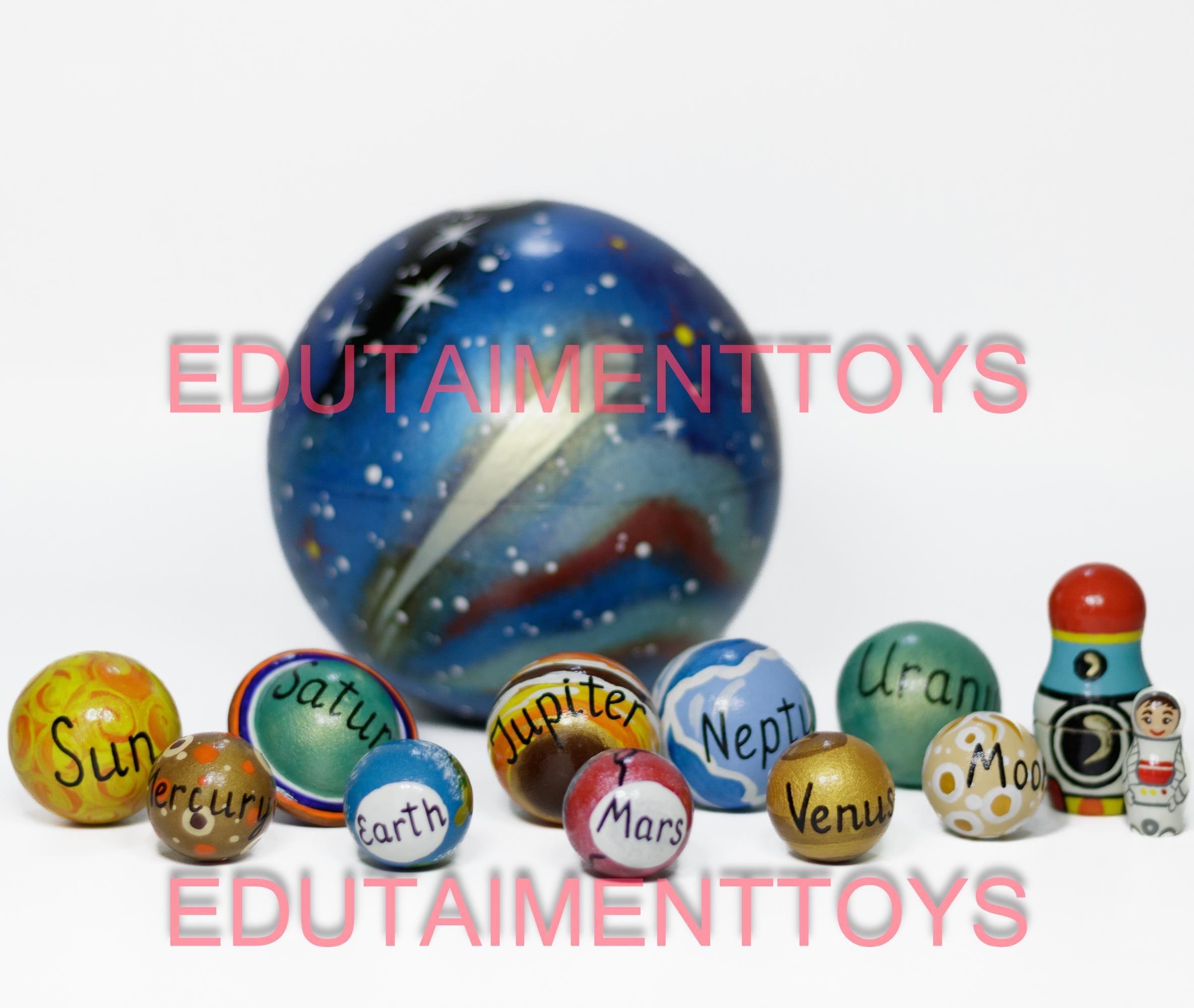 The Original SOLAR SYSTEM Wooden Toy, Space Kit, Astronaut Doll Rocket ...