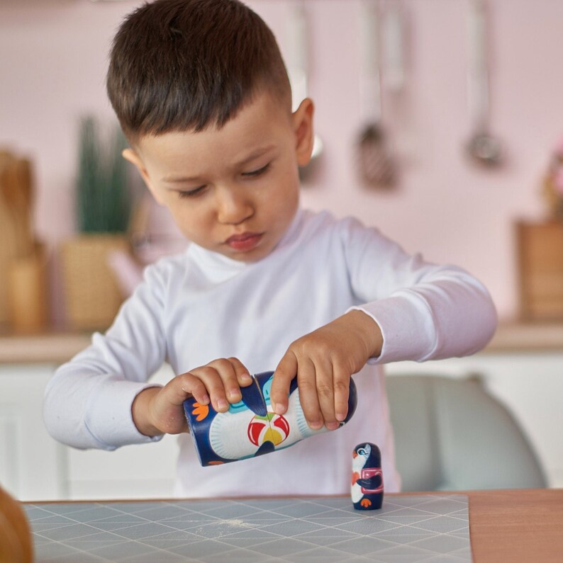 Kids Wooden Nesting Penguins Stacking Dolls Birthday Baby Gift - Etsy