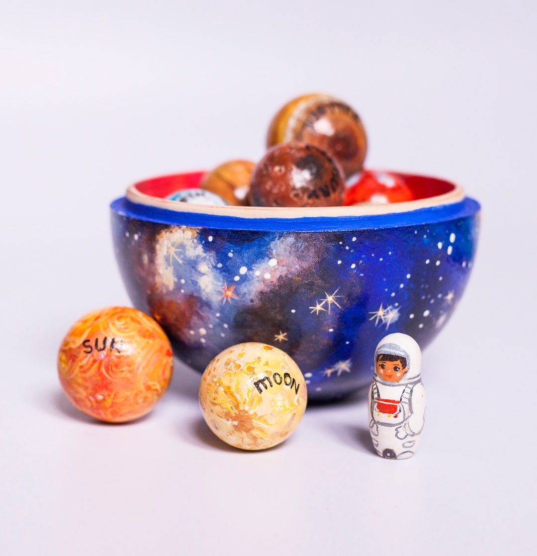 The Original SOLAR SYSTEM Wooden Toy, Space Kit, Astronaut Doll Rocket ...