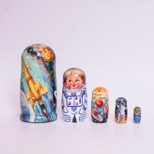 Personalized Space Nesting Dolls – Handmade Wooden Astronaut & Rocket ...