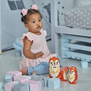 6.7" Nesting Dolls With Foxes Animal Ukrainian Dolls Stacking Art Doll ...