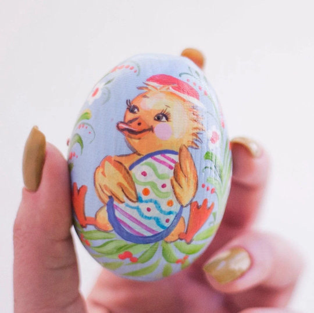 Duckling With Easter Egg Baby's First Easter Table Decoration Wooden ...