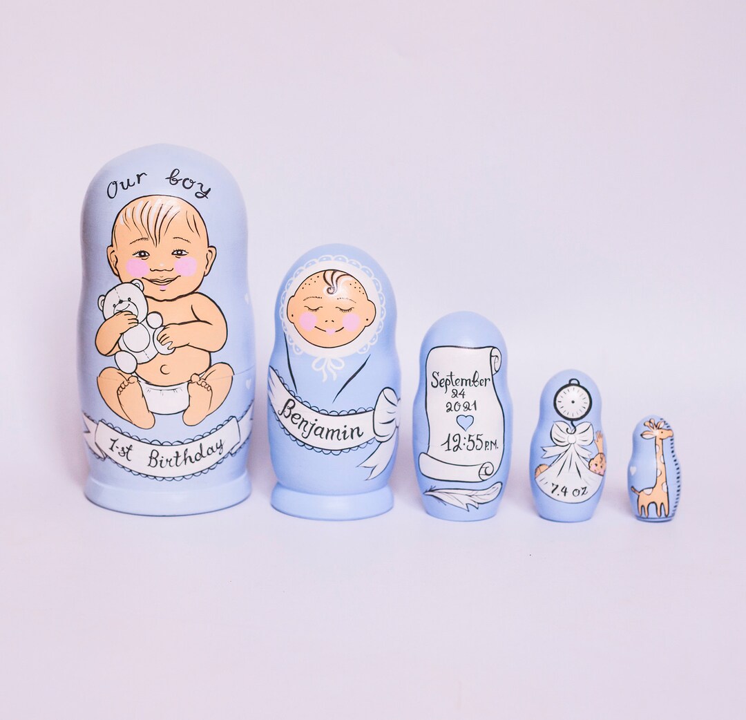 Nesting Doll Wooden Toy, Custom Baby Gift, Hand Painted Babushka Dolls ...