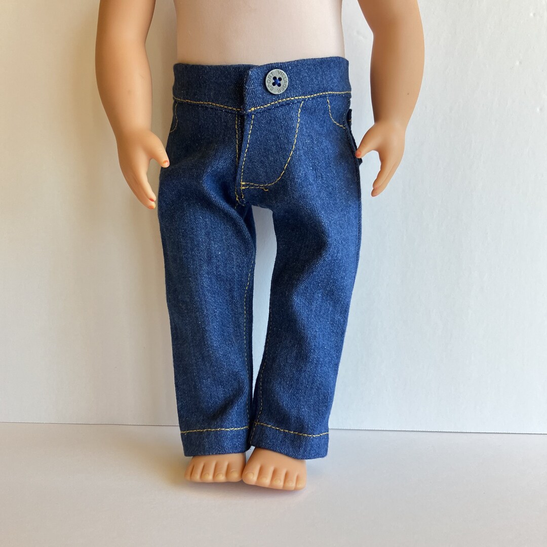 18 Inch Doll Blue Jeans, Straight Leg Jeans for Doll, Real Pockets ...