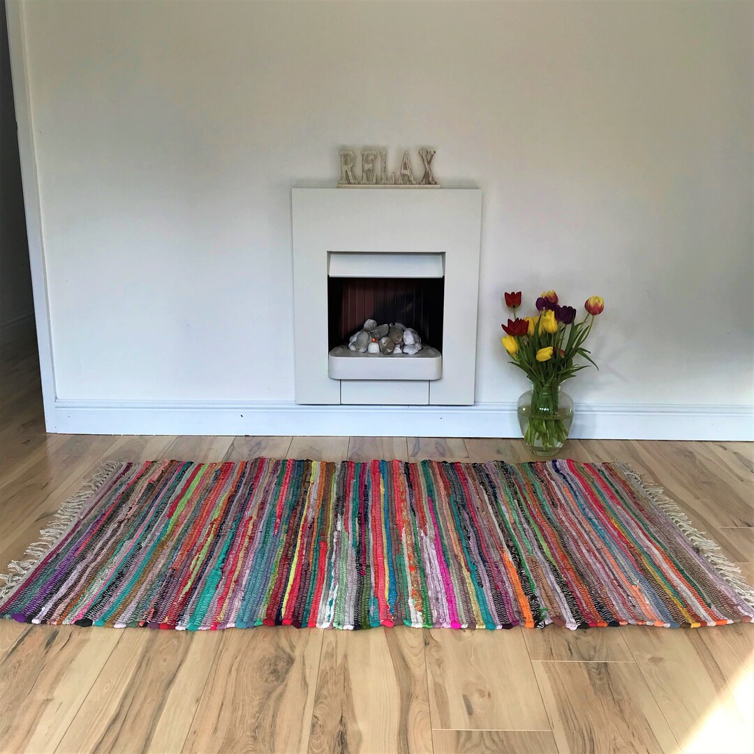 Handmade Chindi Multi-coloured Rug - Etsy