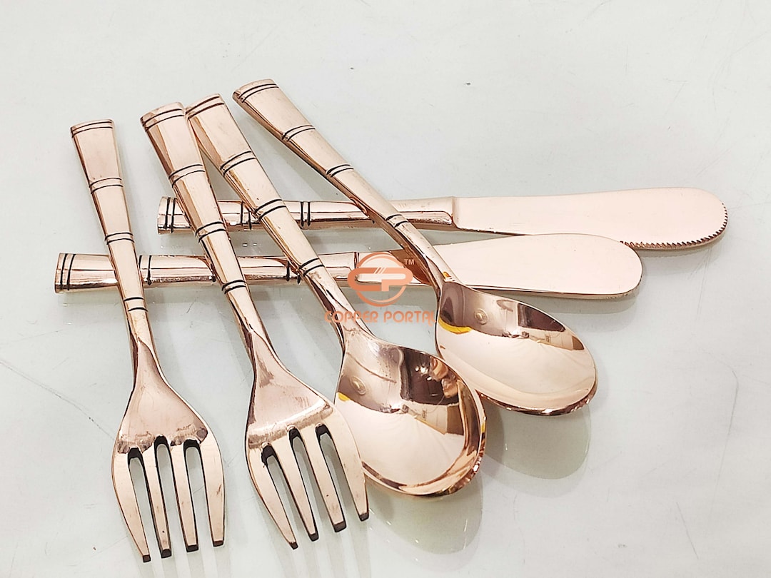 Pure Copper Cutlery Set Luxurious Dessert Spoon Dessert Fork - Etsy