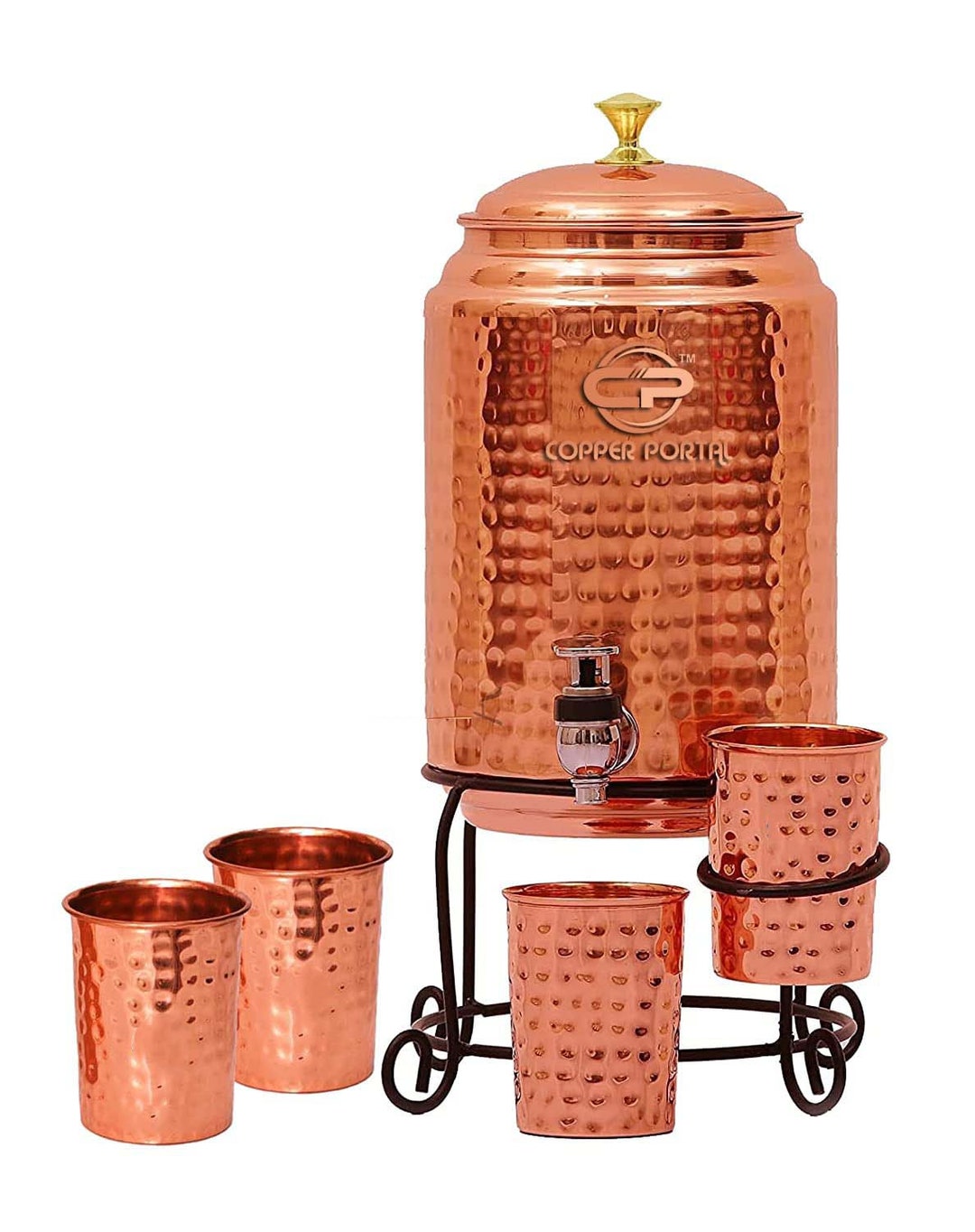 Pure Copper Water Matka Dispenser Pot Tank Container With 4 Copper ...