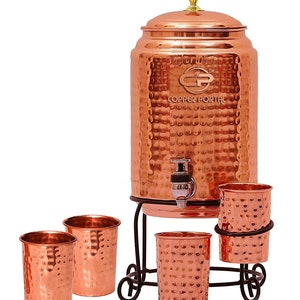 Pure Copper Water Matka Dispenser Pot Tank Container With 4 Copper ...