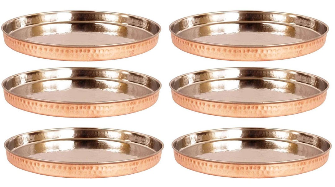 Steel Copper Hammered Design Dinner Plate Thali, Dinnerware & Tableware ...