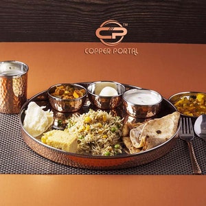 Handmade Dinnerware Stainless Steel Copper Indian Traditional Dinner ...