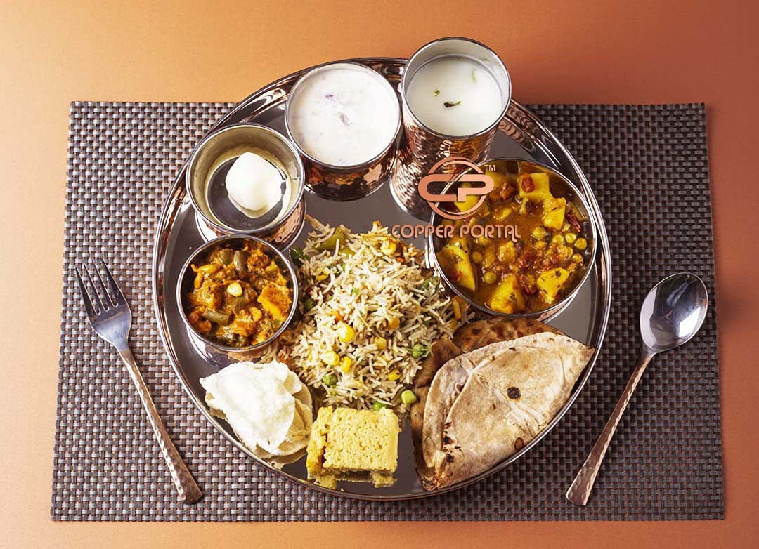 Handmade Dinnerware Stainless Steel Copper Indian Traditional Dinner ...